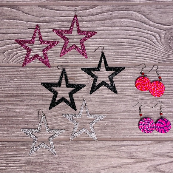 Accessories | Retro Star And Candy Earrings Neon Bright 9s Style ...